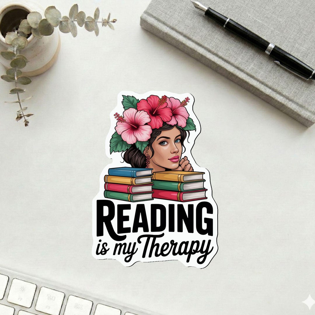 Reading is My Therapy Sticker, Funny Kindle Sticker, Reading Sticker ...