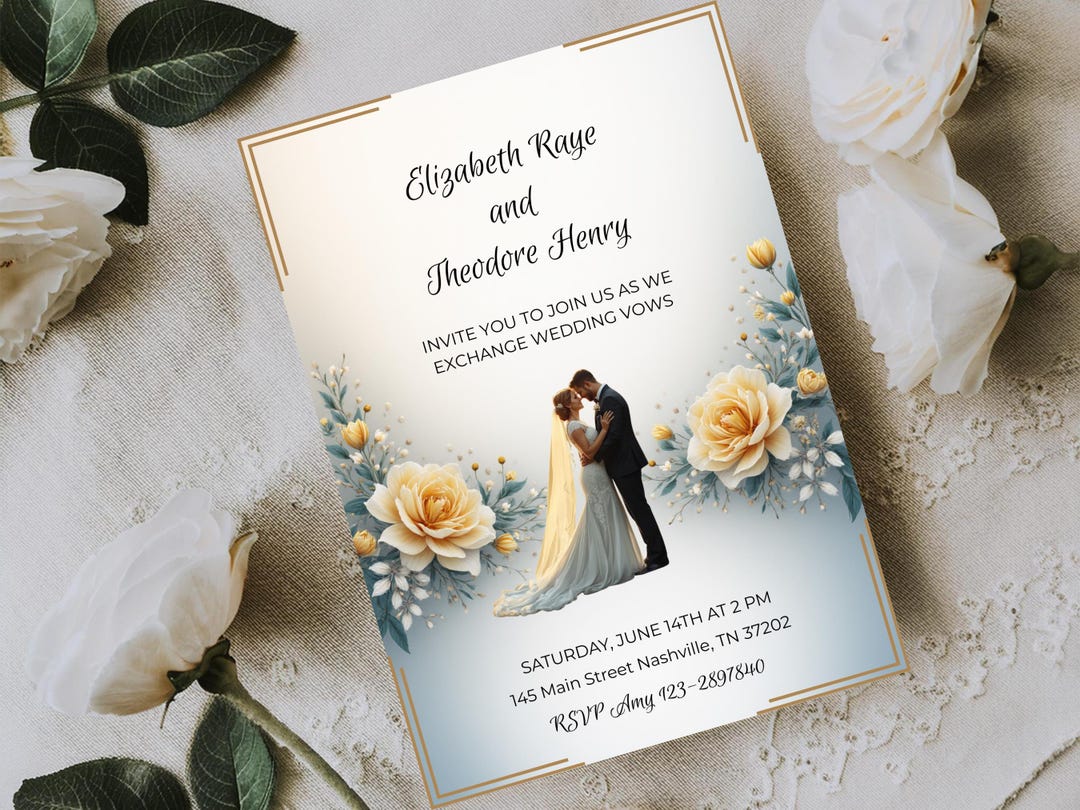 Elegant Fine Art Wedding Invitations, Wildflower Wedding Invitation ...