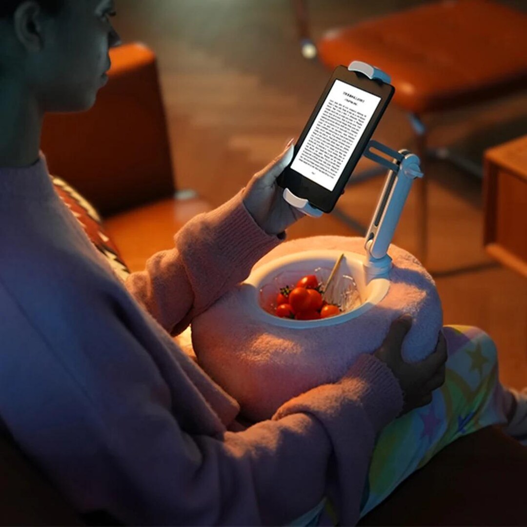 Plush Pillow Tablet Holder With Snack Bowl – Adjustable Phone Stand - Etsy