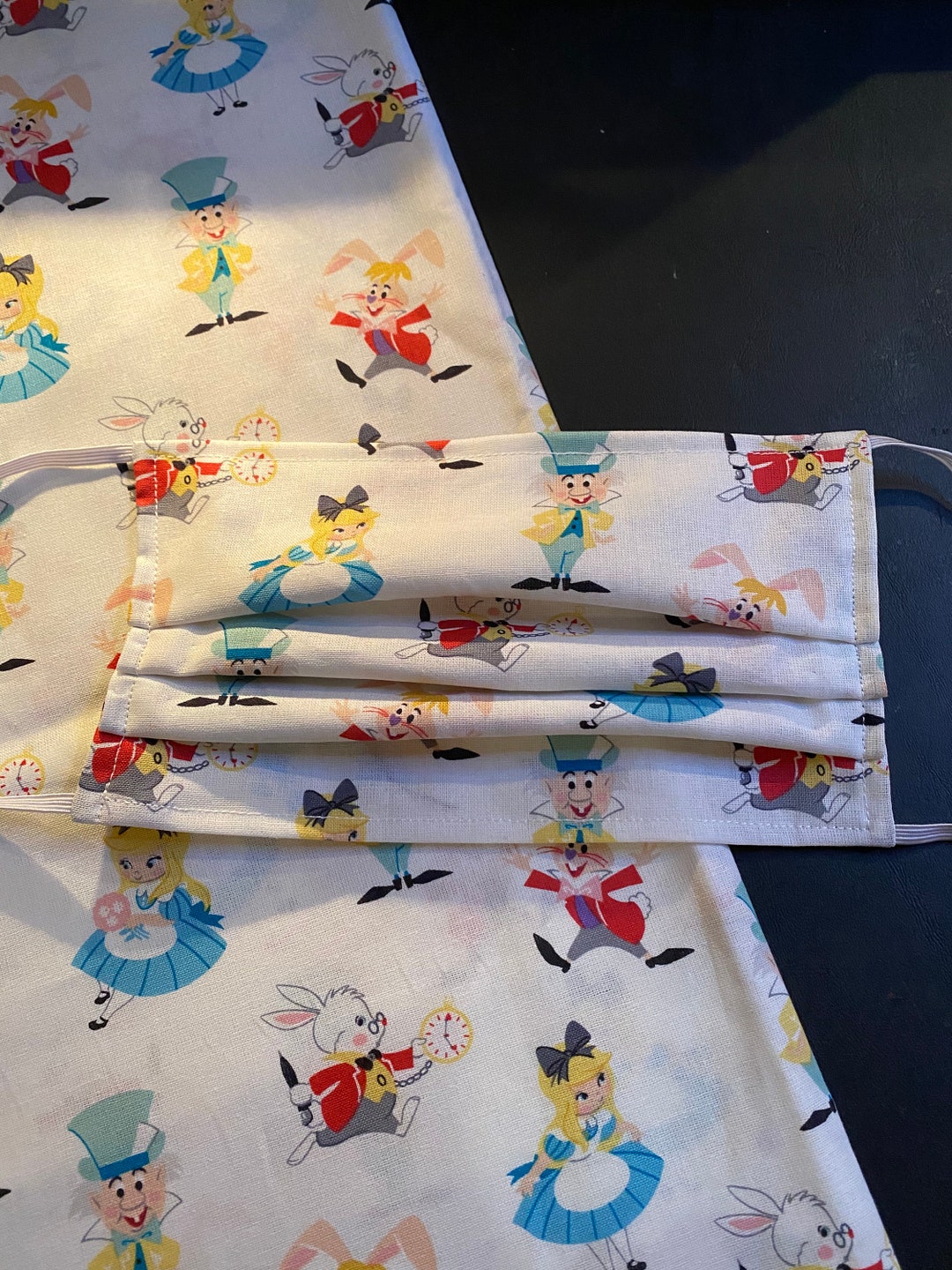 Cotton Disney Alice in Wonderland Face Mask Adult or Kid Size, Inside ...