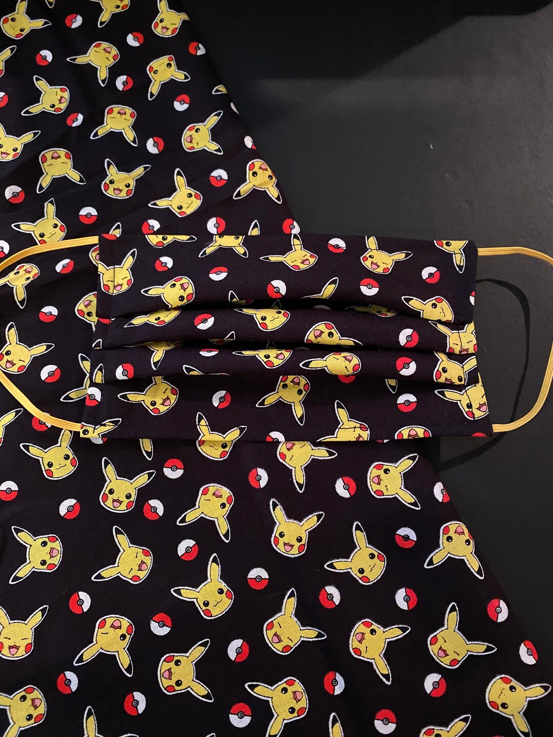 Cotton Pokémon Pikachu Face Mask Adult or Kid Size, Inside Pocket for ...