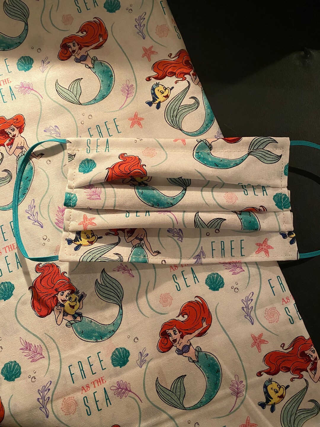 Cotton Disney Little Mermaid Princess Ariel Face Mask Adult or Kid Size ...