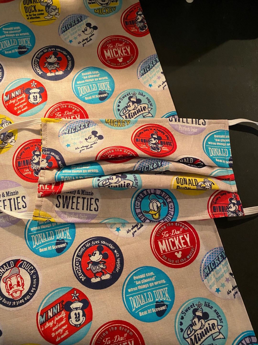 Cotton Disney Mickey Mouse, Minnie and Donald Duck Face Mask Adult or ...