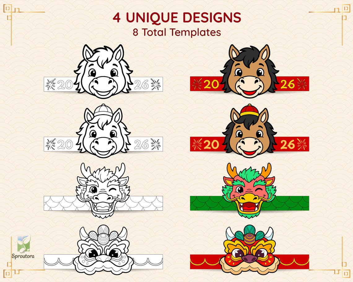 2026 Chinese New Year Paper Crowns • Year of the Horse Craft for Kids ...