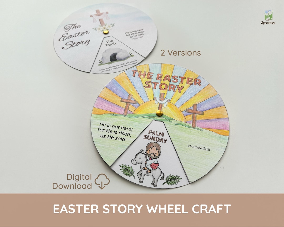Easter Story Spinner Wheel Craft • Printable Holy Week Timeline for ...