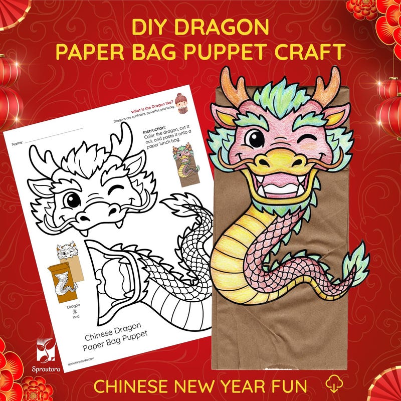 Printable Dragon Puppets - Etsy