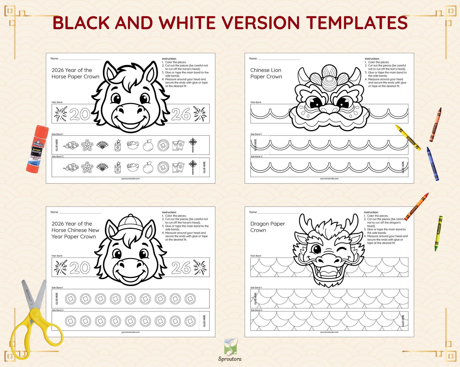2026 Chinese New Year Paper Crowns • Year of the Horse Craft for Kids ...