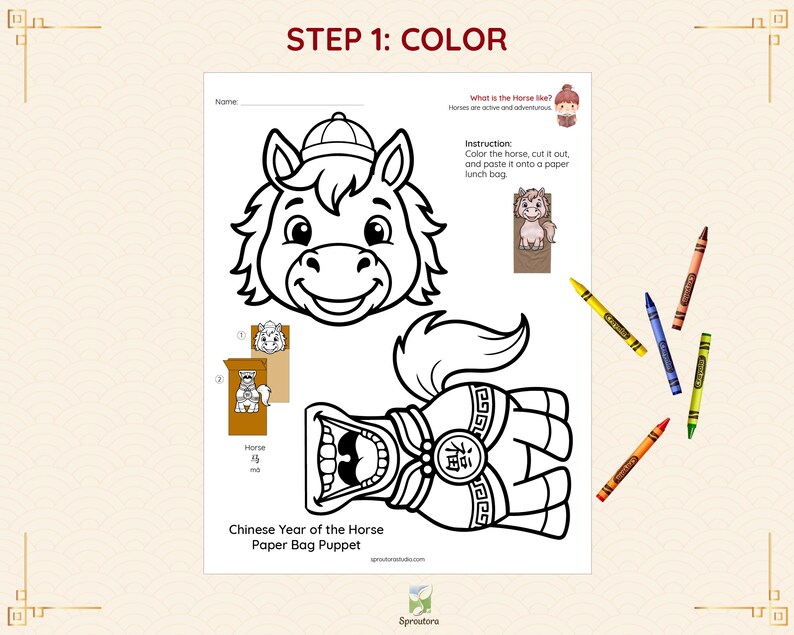 Year of the Horse 2026 Paper Bag Puppet Craft • Chinese New Year ...