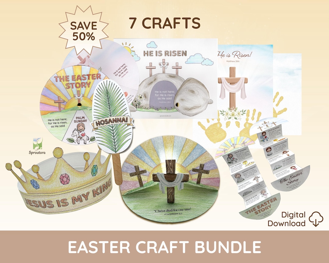Easter Craft Bundle — 6 Printable Holy Week Activities for Kids + Bonus ...