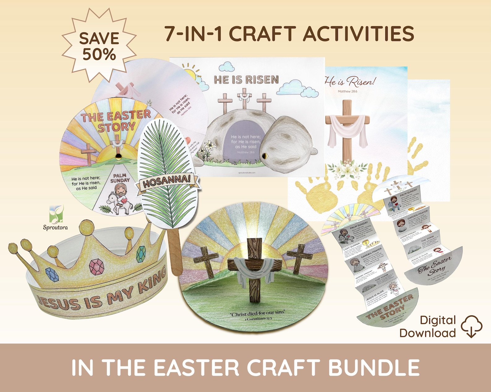 3D Cross Paper Craft for Kids • Easter Sunday School Activity ...