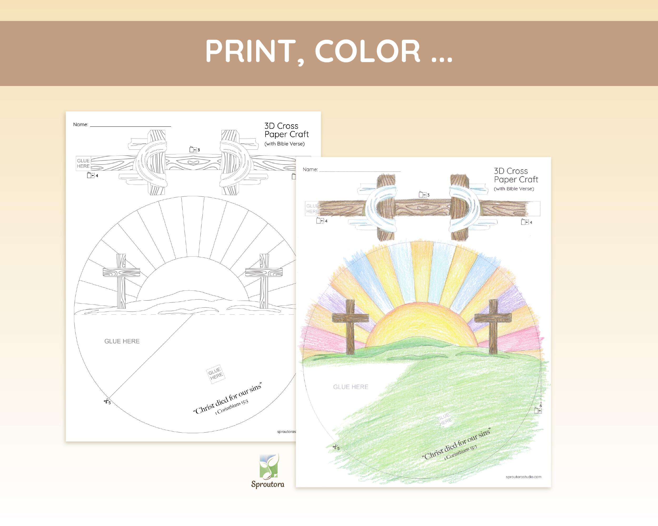 3D Cross Paper Craft for Kids • Easter Sunday School Activity ...