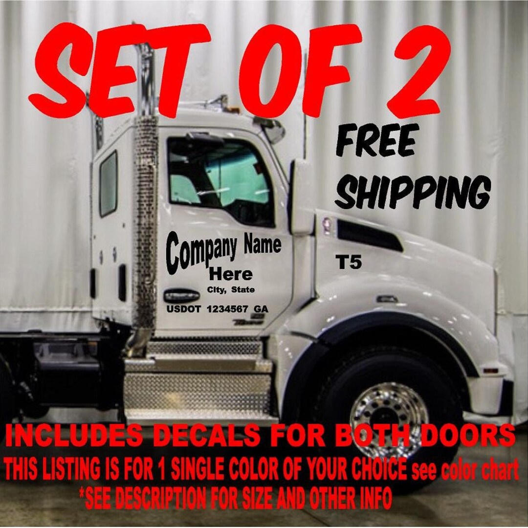Commercial Vehicle Lettering Semi Day Cab Dump Truck for 2 Doors Decals ...