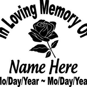 In Loving Memory of Flower Rose Decal Window Sticker Personalized ...