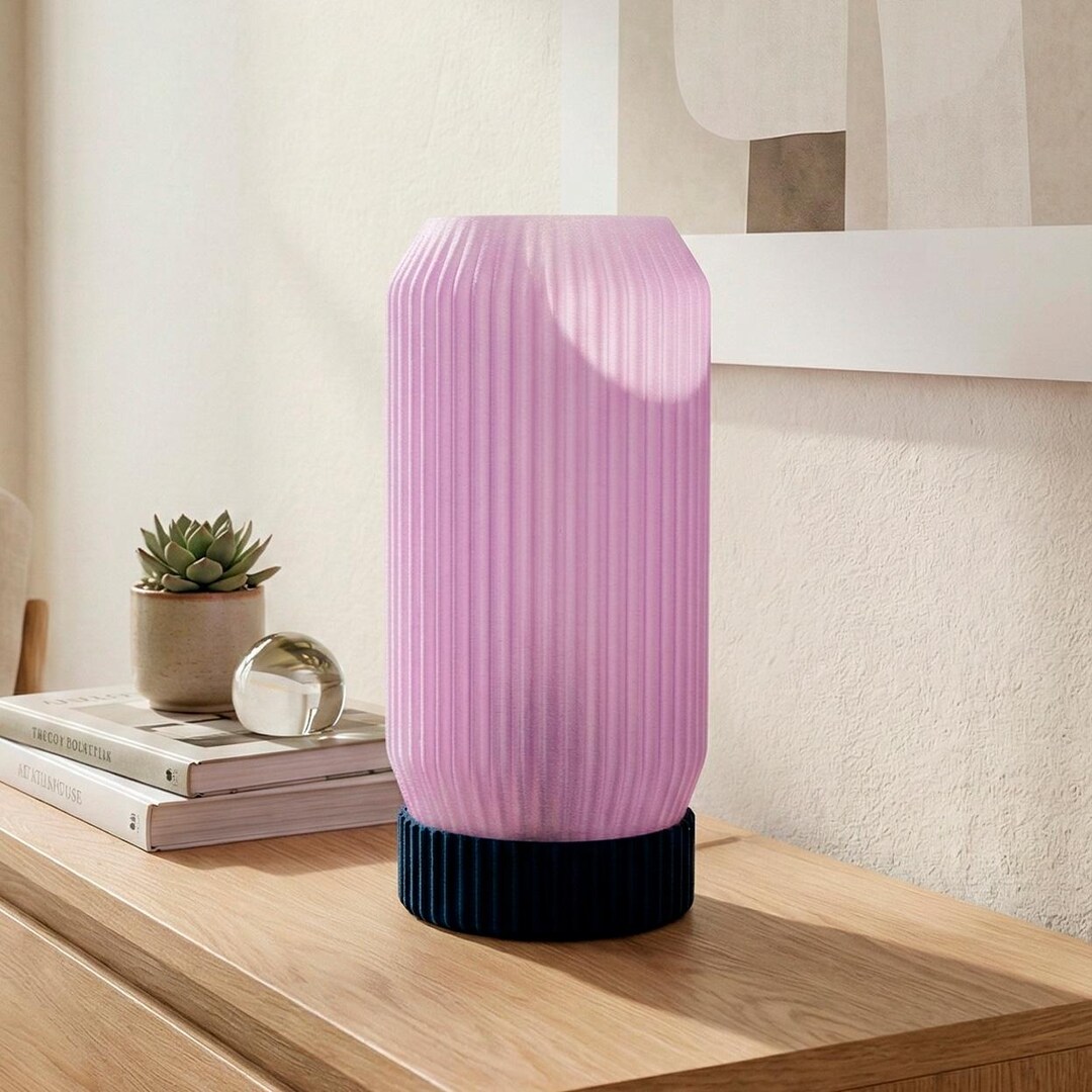Ribbed Astraea Table Lamp – 3D Printed Pink Bedside Light - Etsy