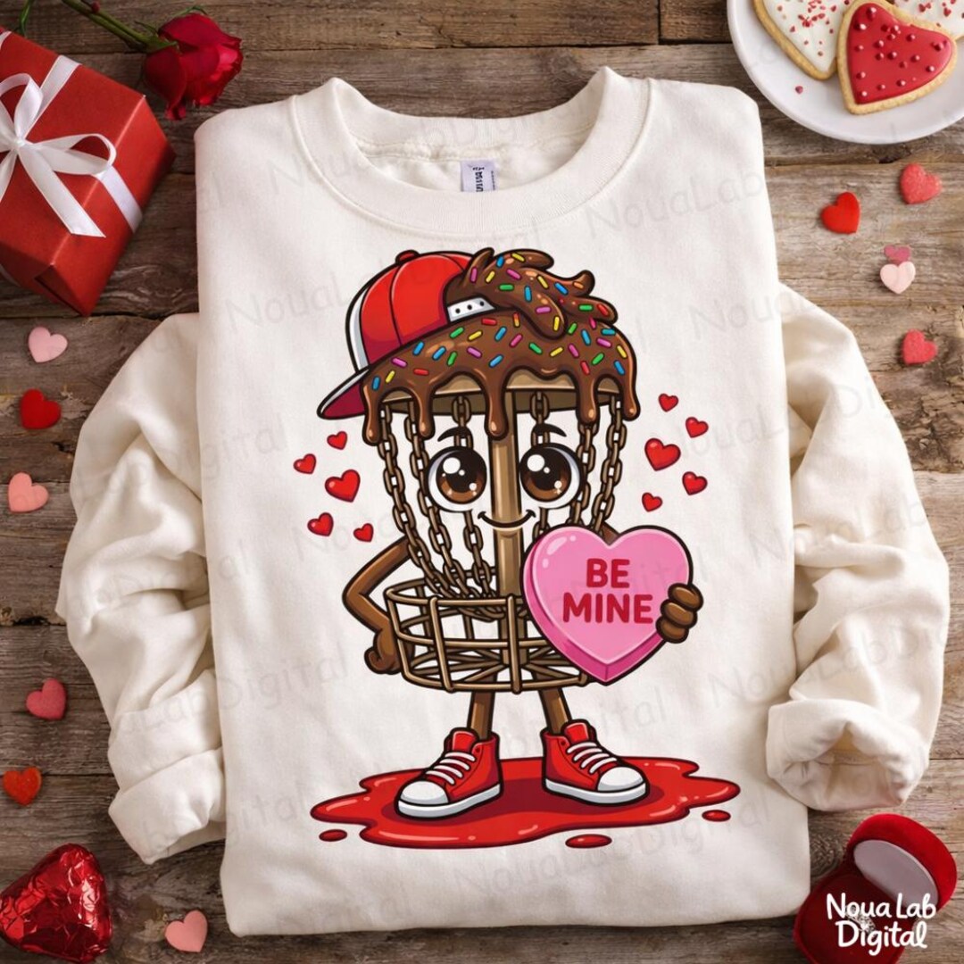Cute Disc Golf Valentine Design PNG SVG | Be Mine Disc Golf Basket ...