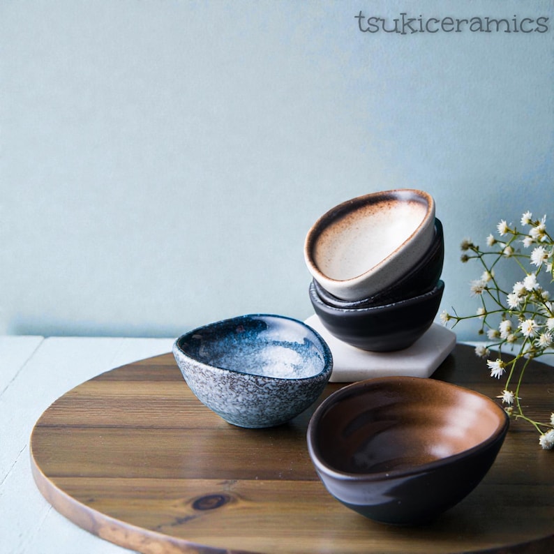 Handmade Japanese Ceramic Small Bowls – Wabi-sabi Dipping & Sauce Bowl ...