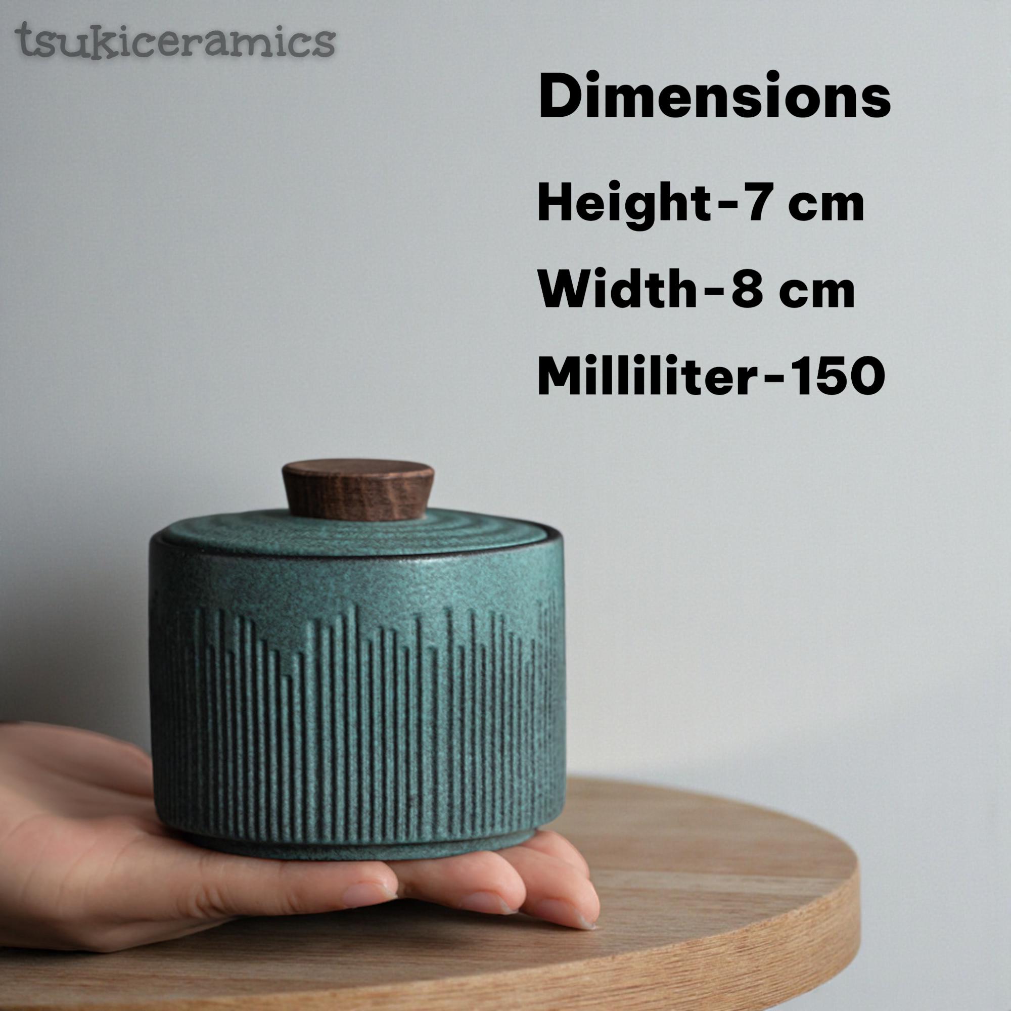 Japanese Ceramic Storage Jars With Wooden Lids, Textured Stoneware ...