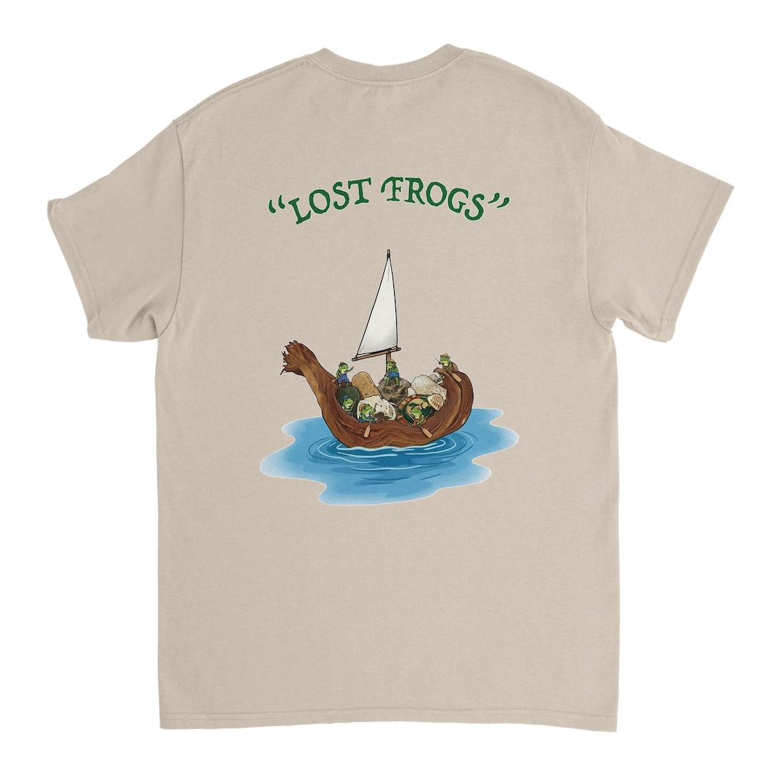 Lost Frogs Graphic T‑shirt – Unisex Coconut Boat Frog Tee, Whimsical ...