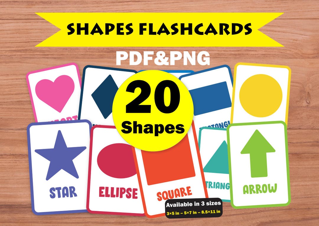 Shapes Flashcards, 20 Shapes Flash Cards, Preschool Materials ...