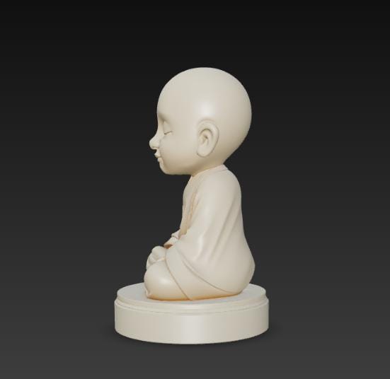 Zen Monk Mini Statue STL | Meditating Buddhist Figure | Minimal ...