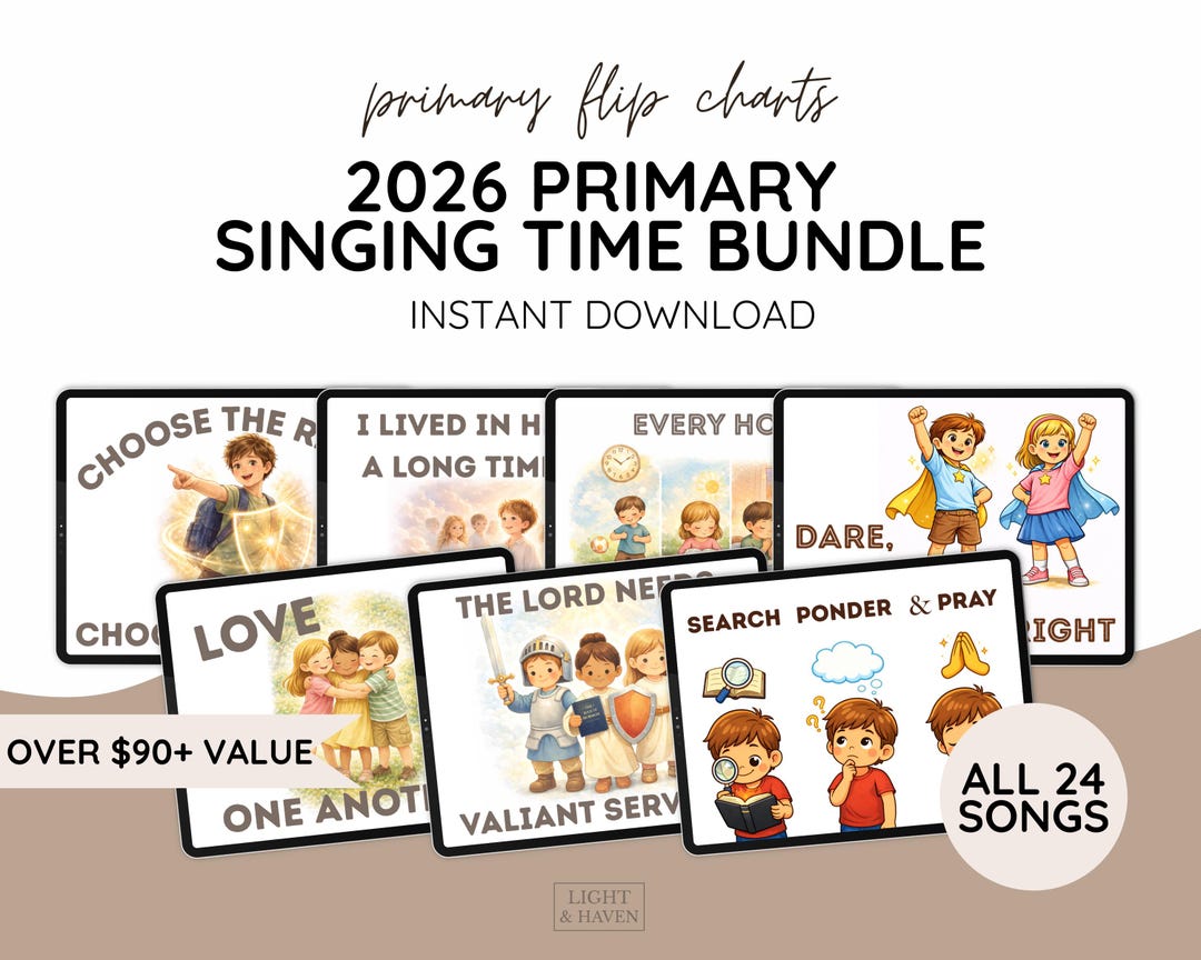 2026 Primary Singing Time Flip Charts Bundle | All 24 LDS Songs ...