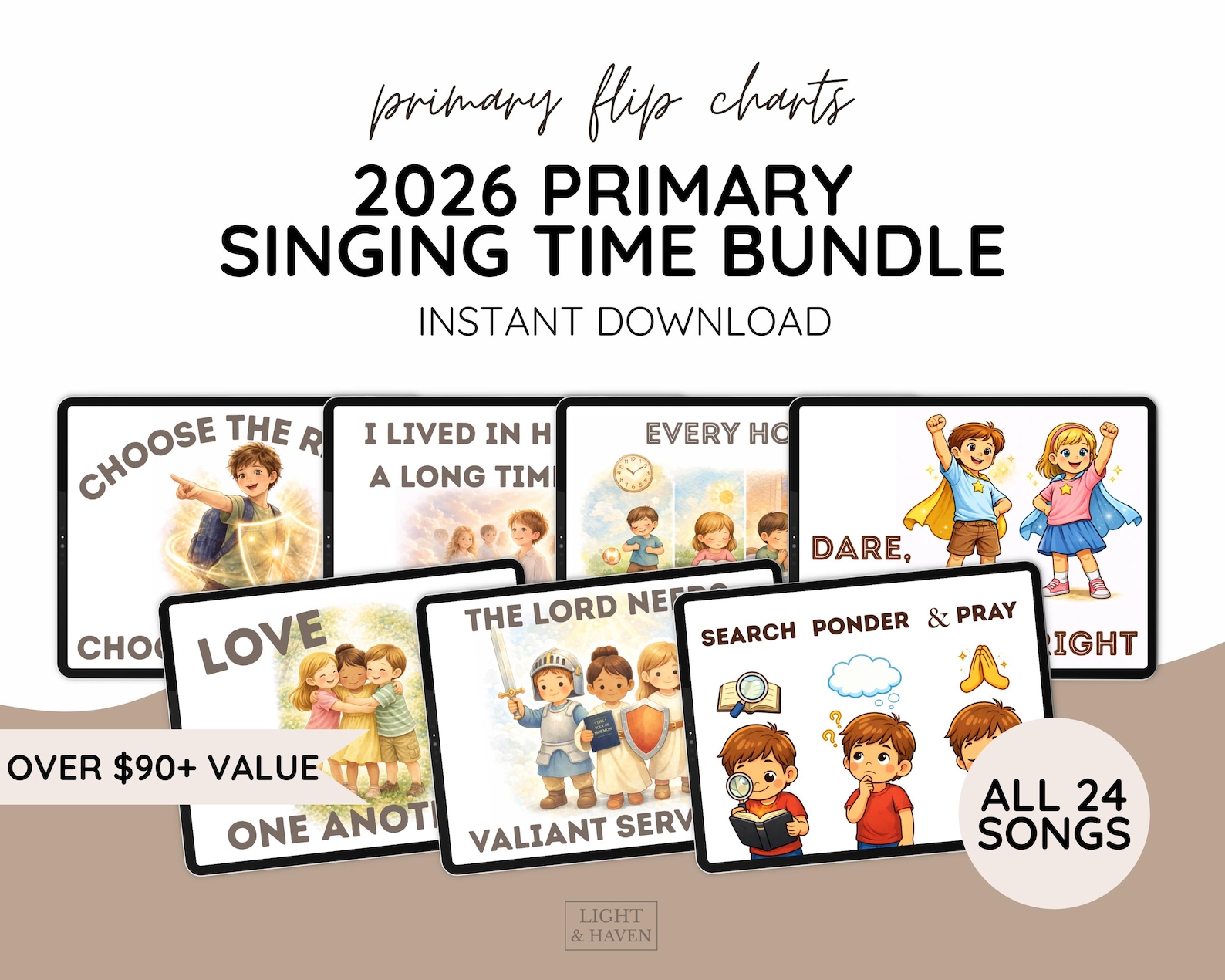 2026 Primary Singing Time Flip Charts Bundle | All 24 LDS Songs ...
