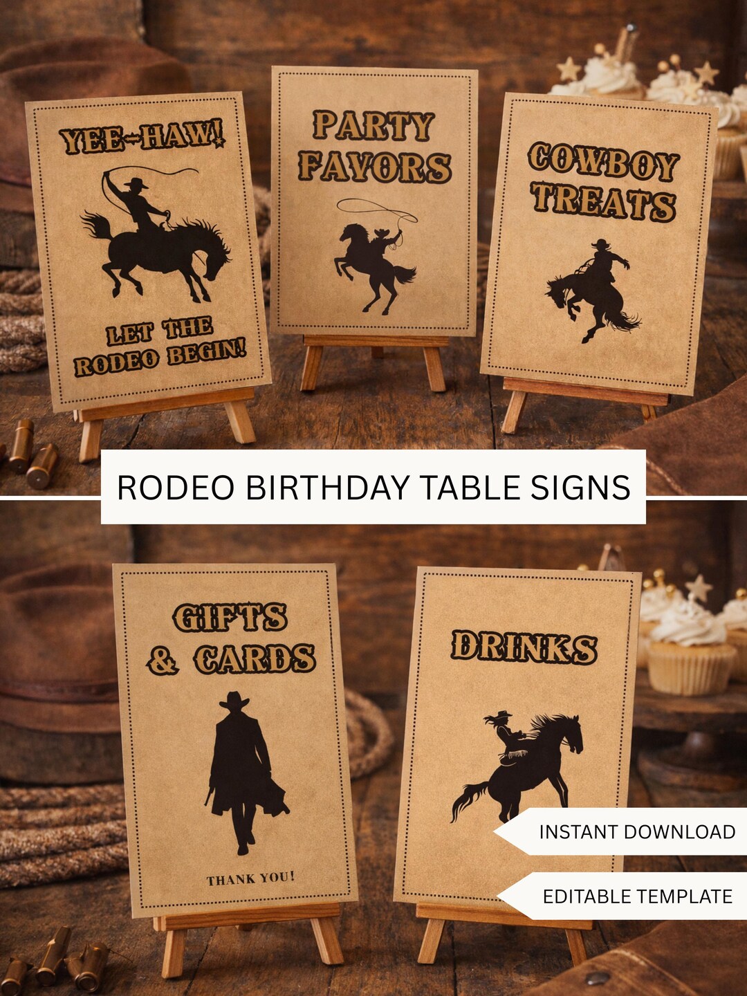 Rodeo Birthday Table Signs | Western Party Decor (editable Template) - Etsy