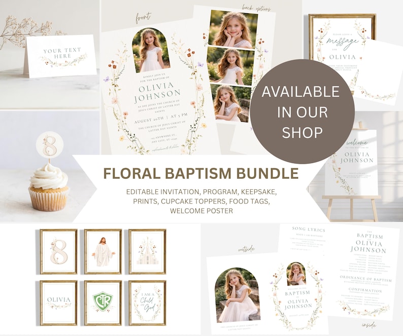 Floral LDS Baptism Invitation Template | Photo Invite (digital Download ...