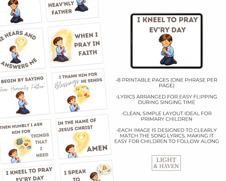 I Pray in Faith Flip Chart | LDS Primary Singing Time Visuals (digital ...