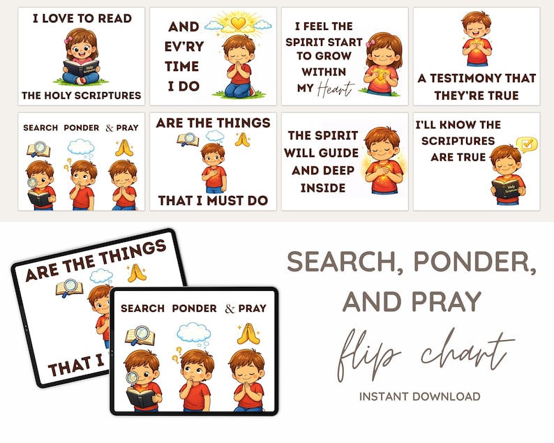 LDS Primary Song Flip Chart, Search Ponder & Pray (digital Download) - Etsy