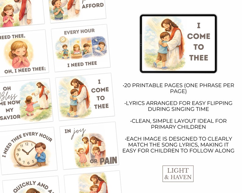 LDS Primary Songs Flip Chart | March 2026 | I Need Thee Every Hour ...