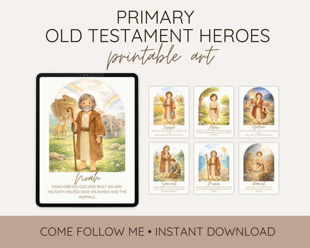 Old Testament Heroes Watercolor Prints | LDS Primary Art (digital ...