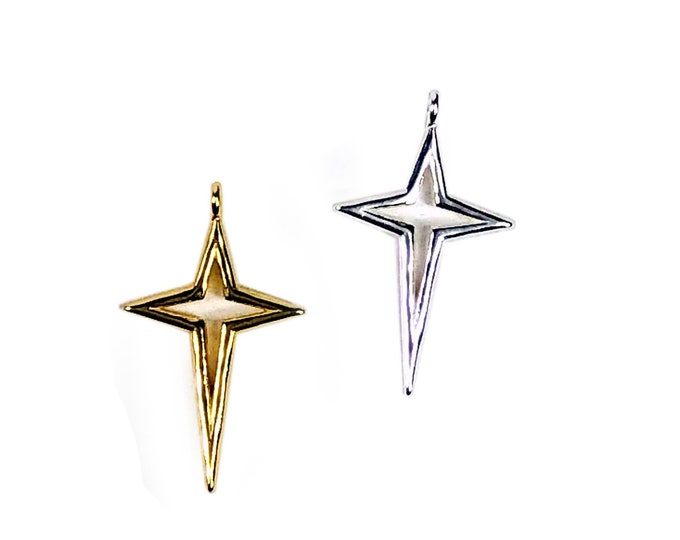Four Point Star Pendant in Sterling Silver or Gold Over Sterling Silver ...