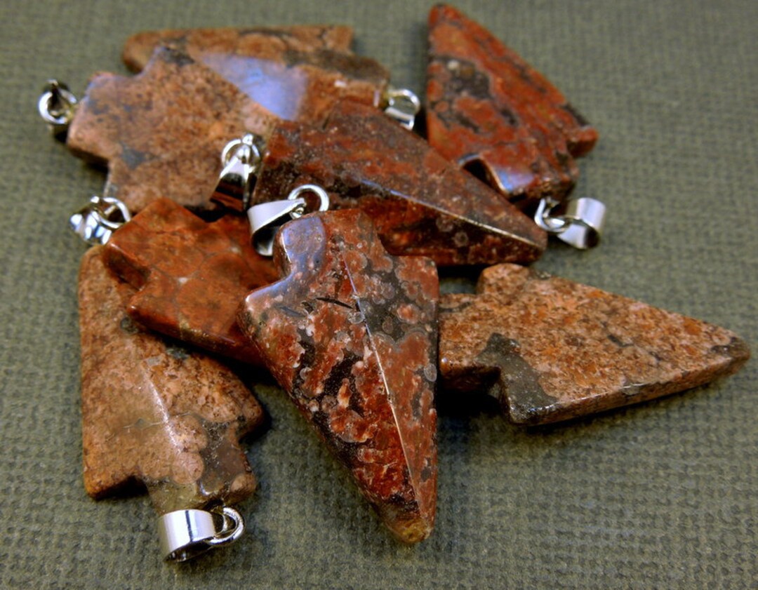 Jasper Arrowhead Pendant Charm With Silver Bail- Jasper Arrowhead ...