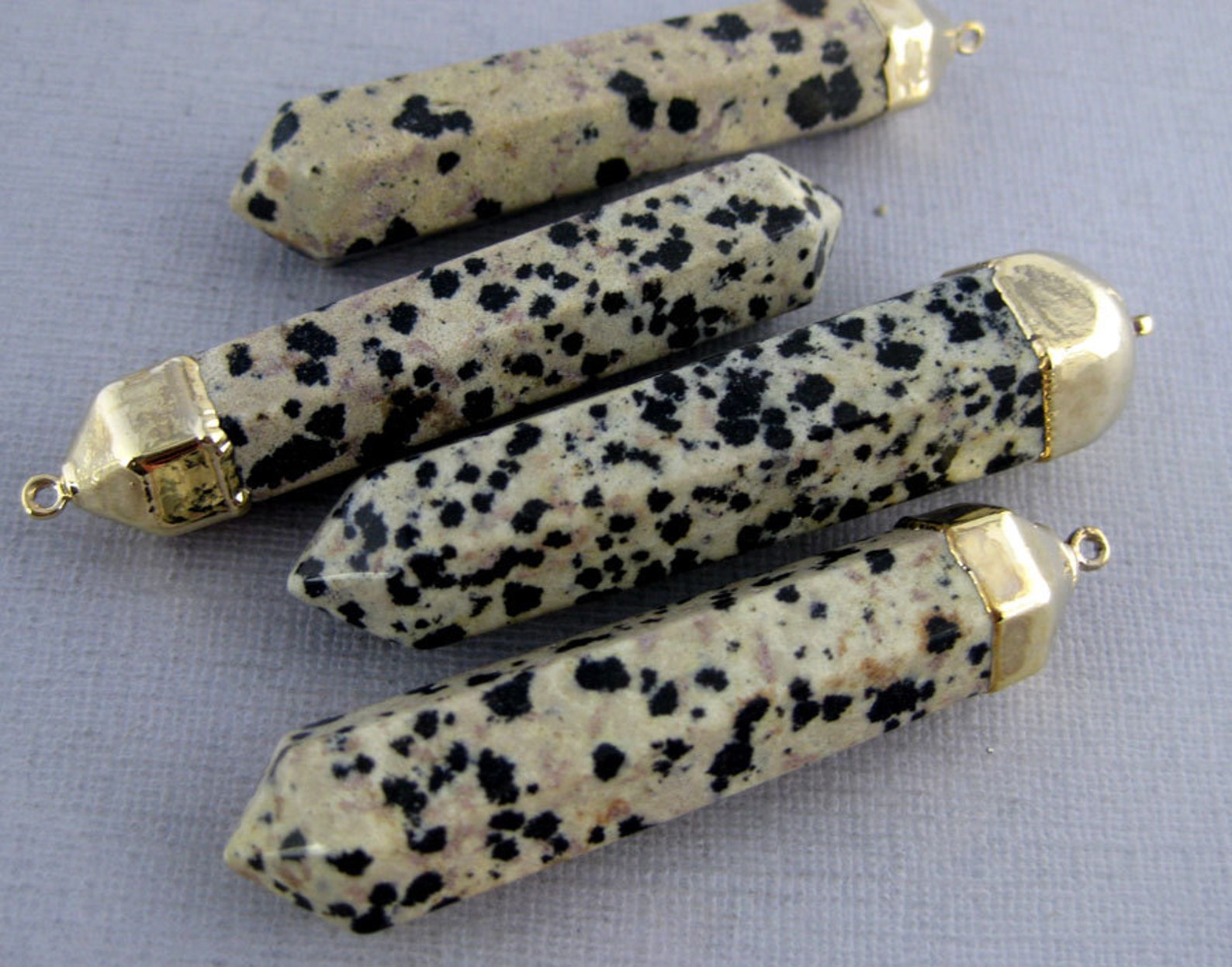 Jasper Point Pendant- Large Dalmatian Jasper Point Pendant With 24k ...