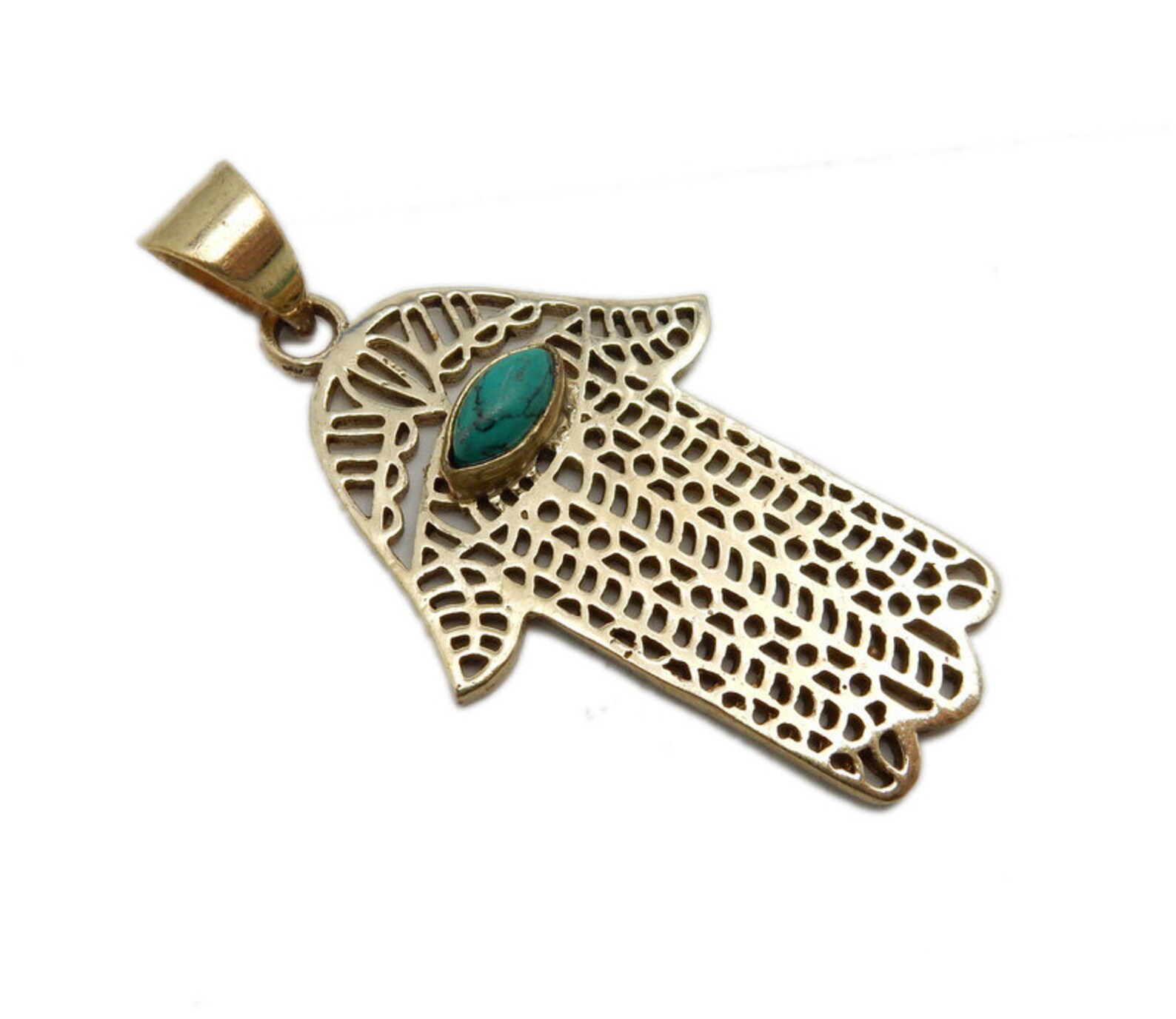 Hamsa Hand Gold Plated Hamsa Hand Pendant With Turquoise - Etsy