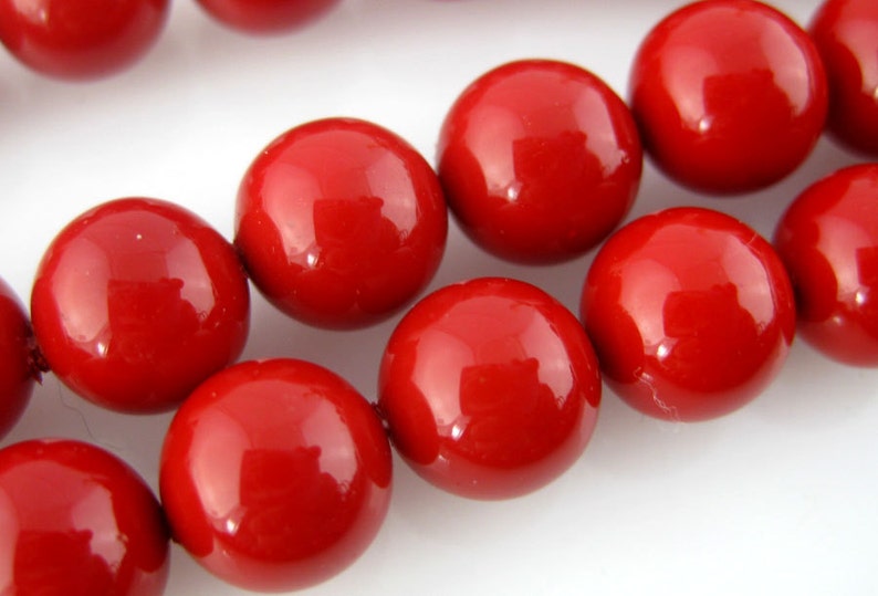 Coral Color Beads Red Dyed Coral Color Round 9mm Beads 1 | Etsy