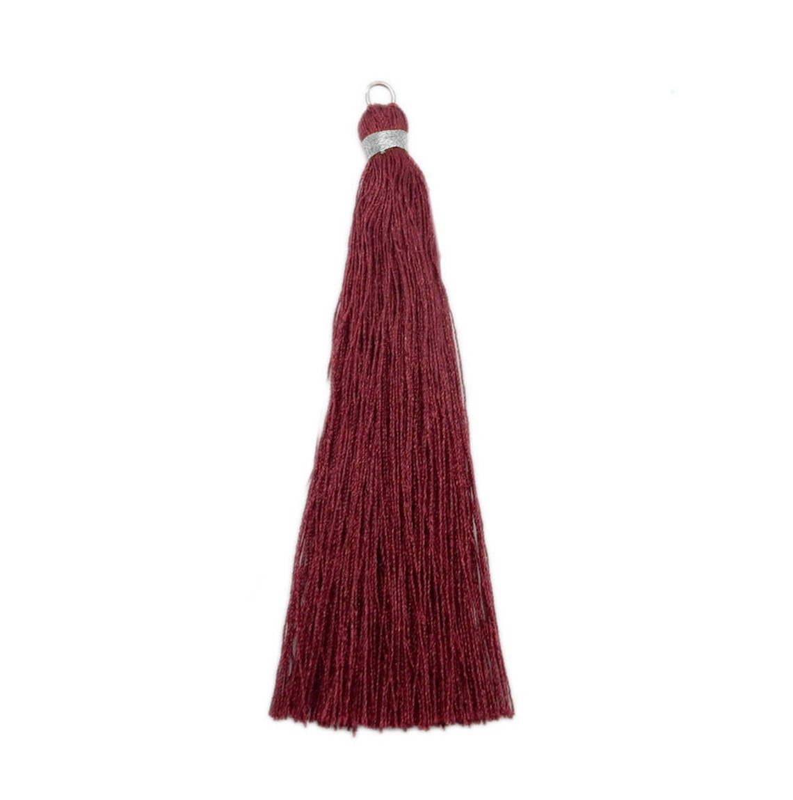 Maroon Tassel Large Silver Toned String Tassel Pendant - Etsy
