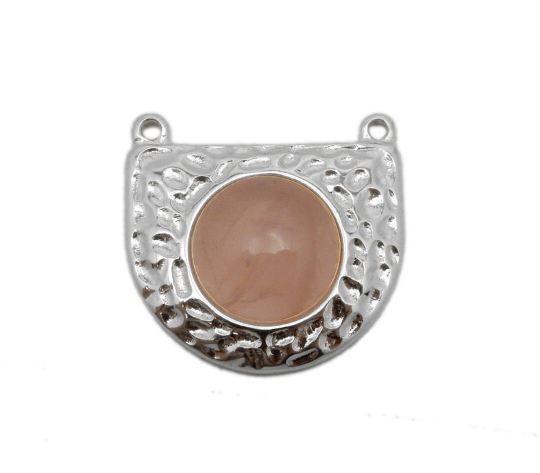 Hammered Shield Double Bail Pendant With Gemstone Accent - Silver ...