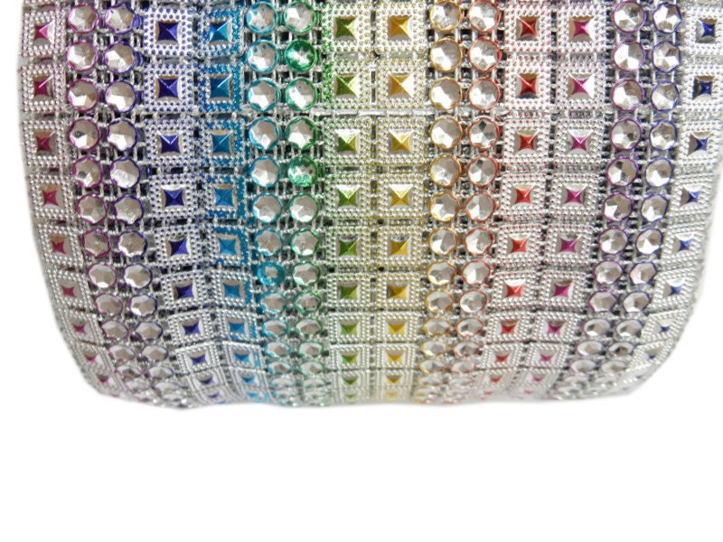 Ribbon 3Ft Silver Rainbow Square and Round Sequin Ribbon | Etsy