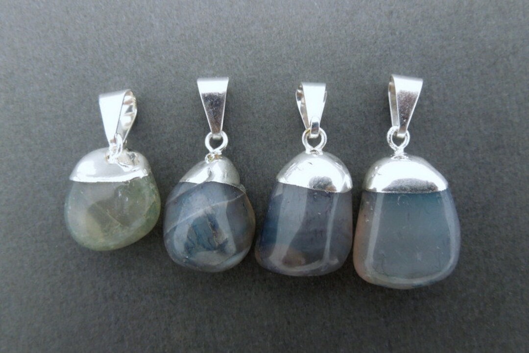 Petite Colorful Natural Agate Pendant- Tumbled Agate Pendant With ...