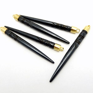 Black Bone Carved Spike With Gold Toned Brass Cap (S95B8-02) - Etsy