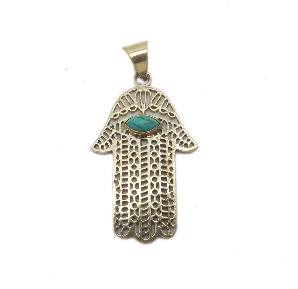 Hamsa Hand Gold Plated Hamsa Hand Pendant With Turquoise - Etsy