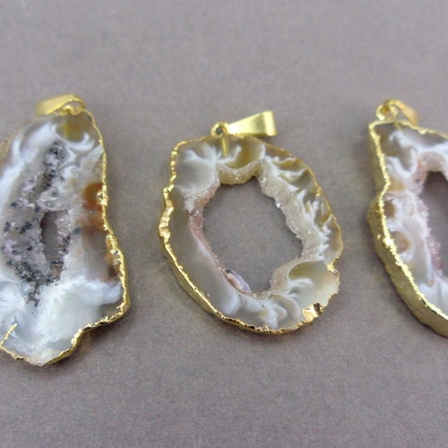 Agate Druzy Slice Electroplated Silver Edged Agate Slice - Etsy