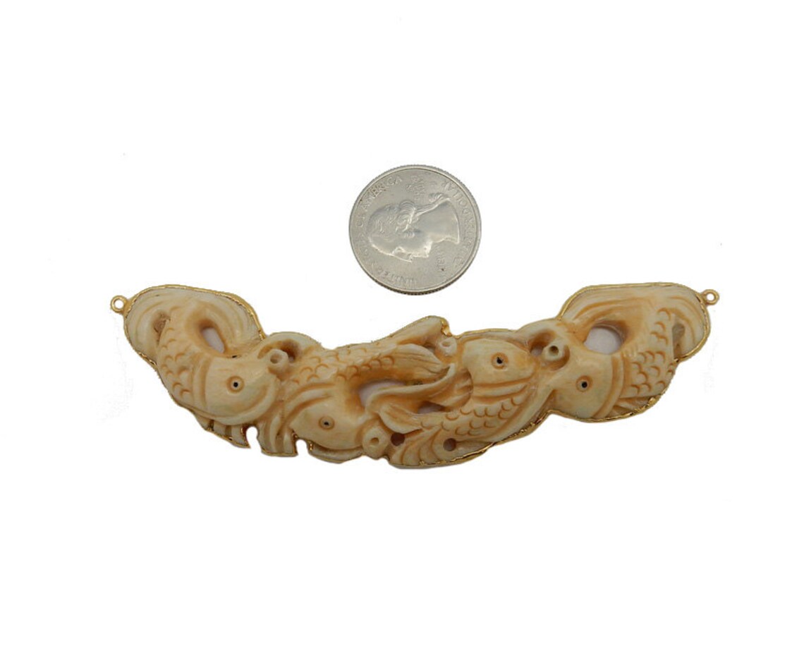 Koi Fish Connector JUMBO Koi Fish Bone Double Bail Pendant - Etsy