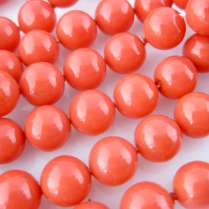 Coral Color Beads-- Dark Pink Dyed Coral Color Round 9mm Beads -- 1 ...