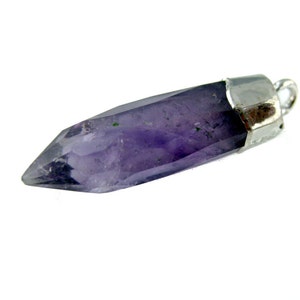 Amethyst Crystal Petite Spike Pendant Charm With Sterling Silver ...