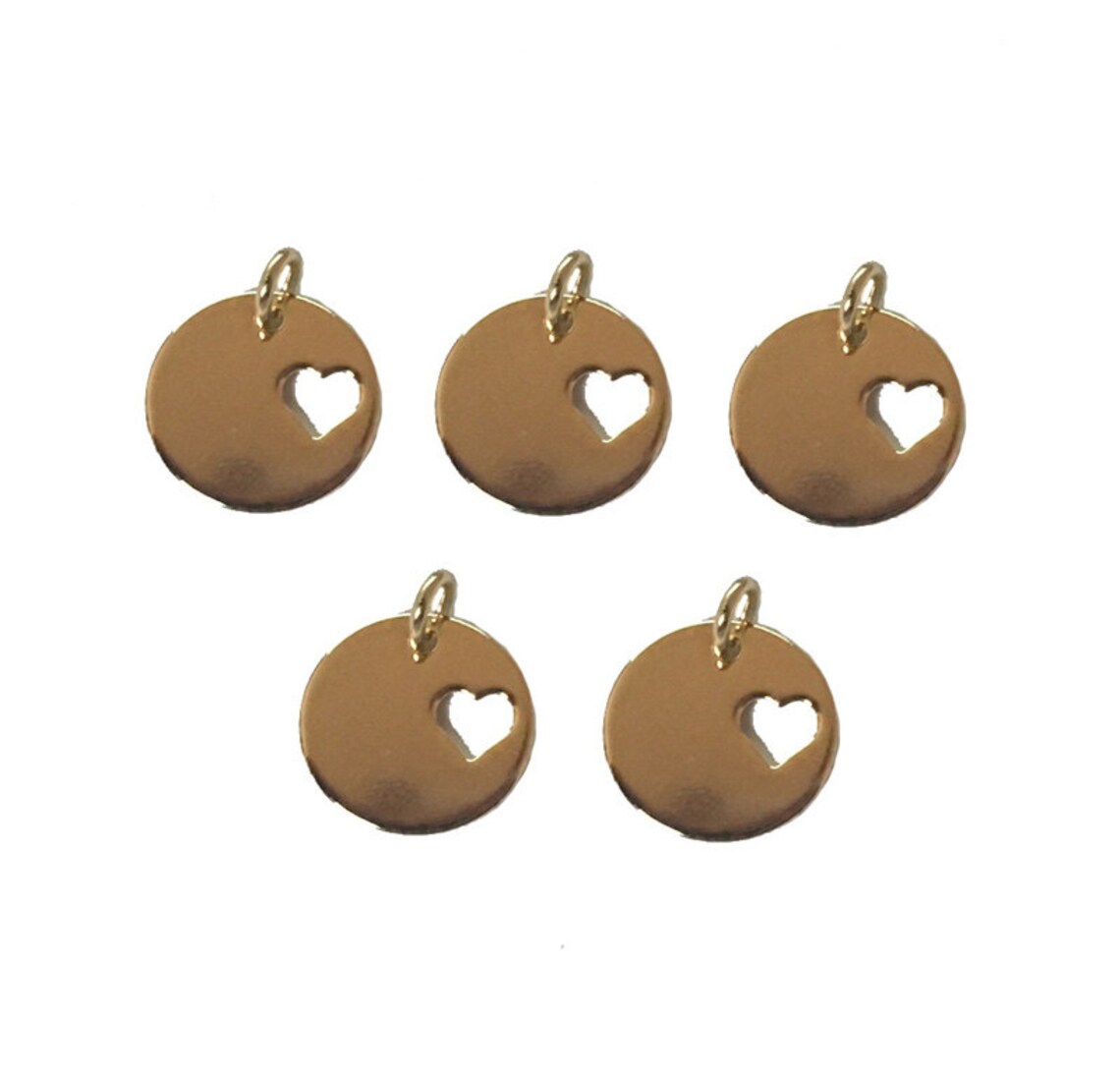 Round Heart Charm Tiny Gold Over Sterling Silver Round Heart | Etsy