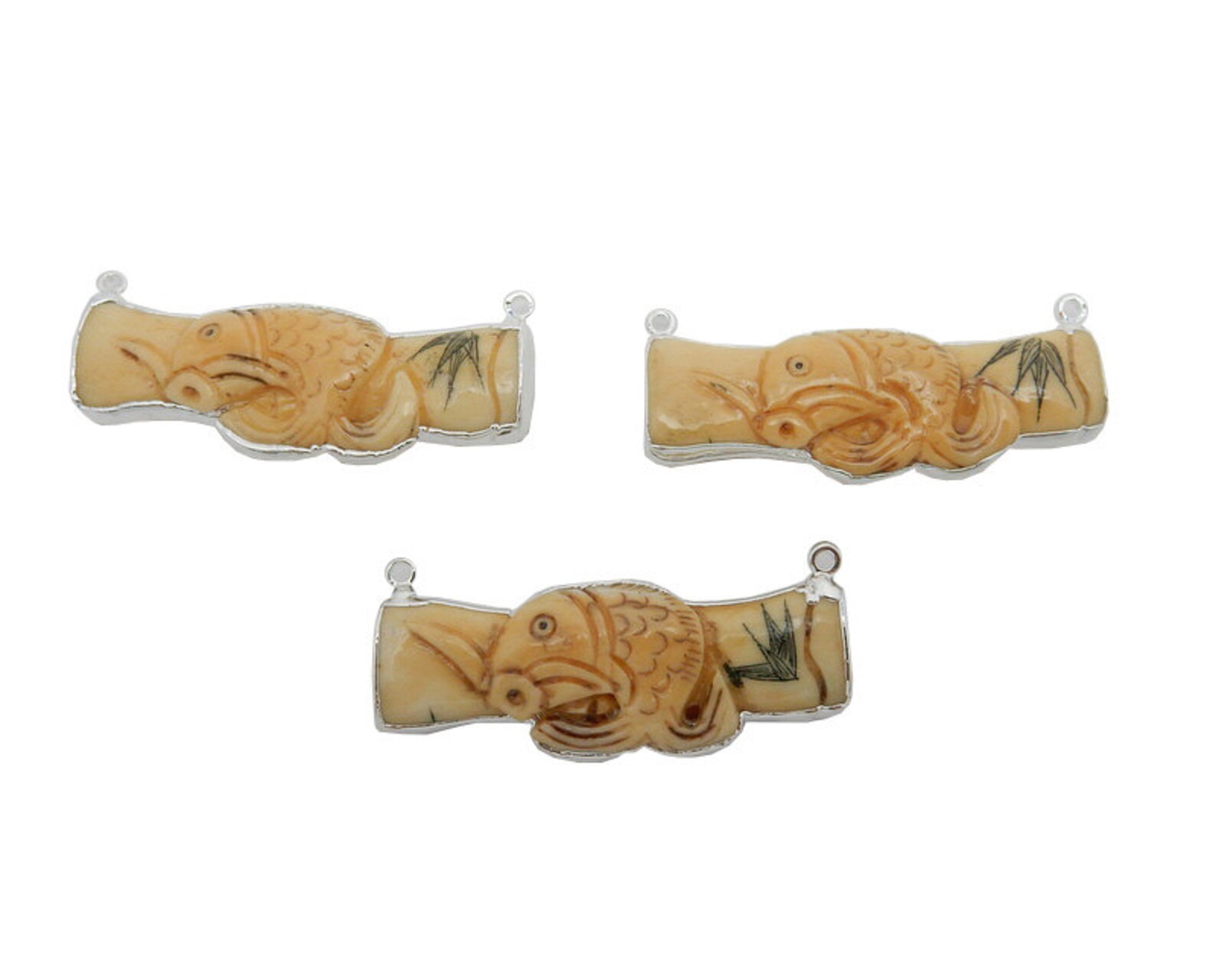 Koi Fish Connector Koi Fish Bone Double Bail Pendant With | Etsy