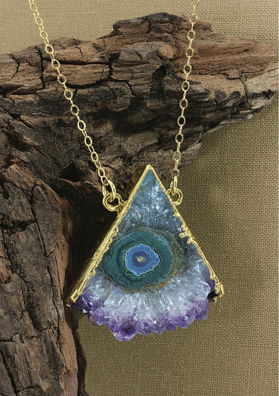 Amethyst Triangle Slice Silver Electroplated Edge and Double Bail ...